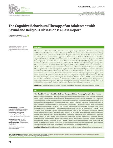 Pdf The Cognitive Behavioural Therapy Of An Adolescent With Sexual
