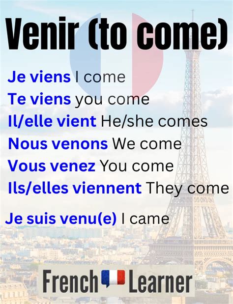 Venir Conjugation How To Conjugate To Come In French