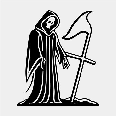 Cartoon Grim Reaper Vector Design Tattoo Isolated In White 21925497