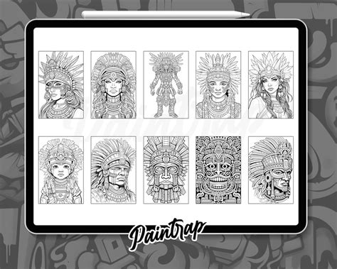 Aztec Stamp Brushes For Procreate 50 Aztec Style History Pattern