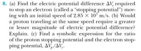 Solved 8 A Find The Electric Potential Difference Δve