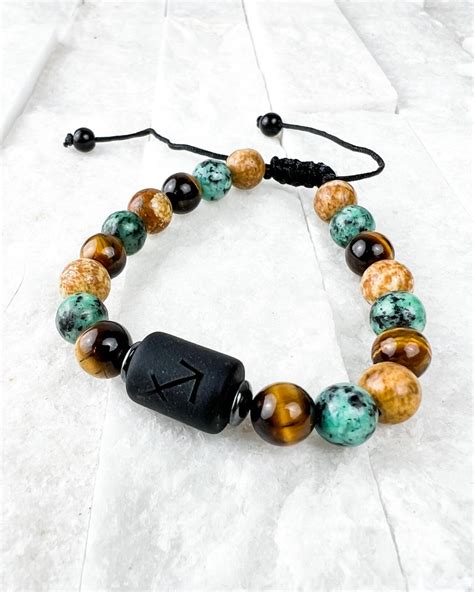 Sagittarius Jasper And Tigers Eye Gemstone Beaded Bracelet