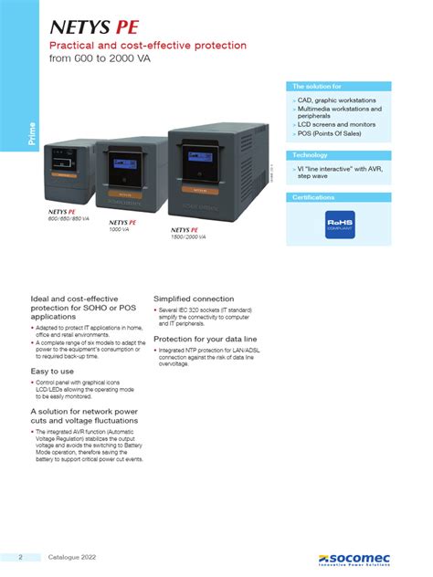 Netys Pe Practical And Cost Effective Protection From 600 To 2000 Va Catalogue Pages