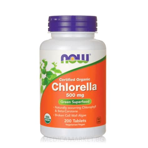 NOW FOODS CHLORELLA 500 мг. 200 табл. | Atlas.bg