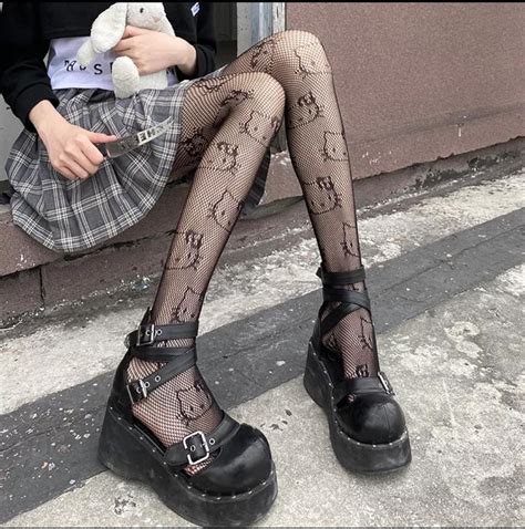 Колготки сітка чорні аніме Hello Kitty — ціна 255 грн у каталозі Колготки Купити жіночі речі за