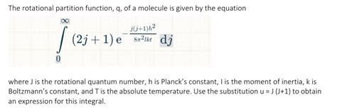 Solved The Rotational Partition Function Q Of A Molecule