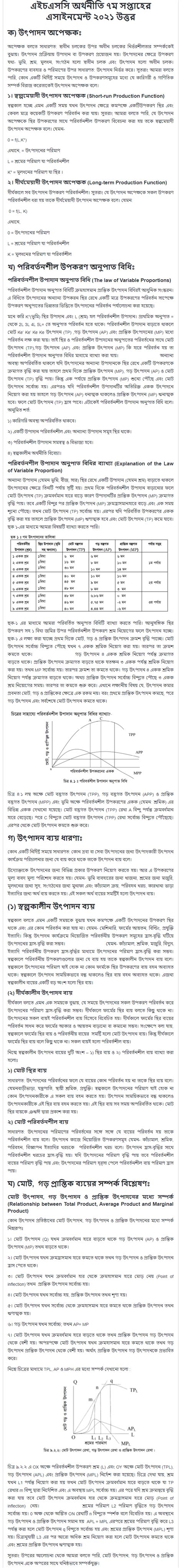 HSC Economics Assignment Answer 2021 7th Week Orthoniti