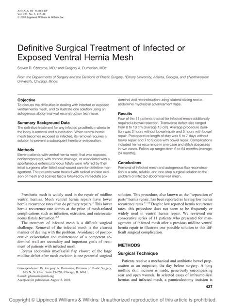 Definitive Surgical Treatment Of Infected Or Exposed Ventral Hernia