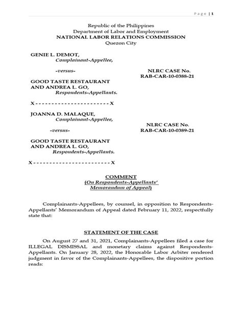 comment on go s memo on appeal pdf appeal judgment law