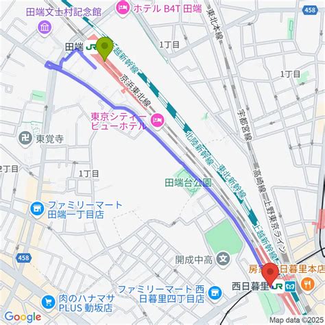 田端駅からigoスタジオへのルートマップ Mdata