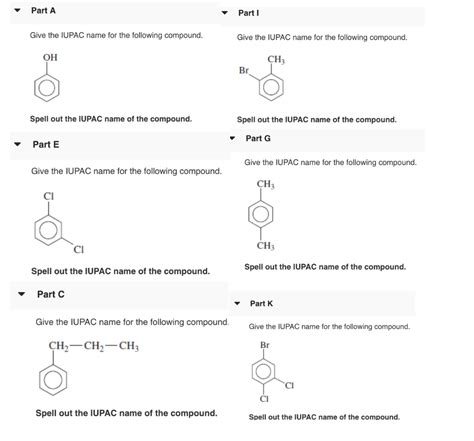 Solved Part A Part L Give The IUPAC Name For The Following Chegg