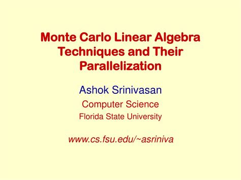 Ppt Monte Carlo Linear Algebra Techniques And Their Parallelization Powerpoint Presentation