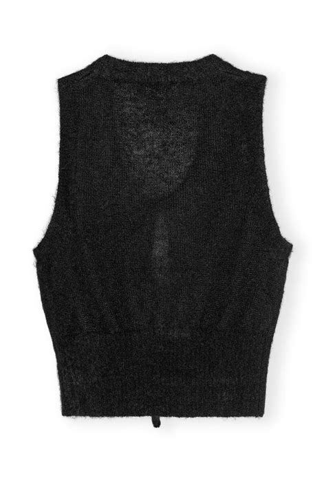 Black Black Tie String Vest Ganni Uk