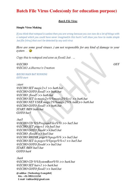 batch file virus pdf file transfer protocol computer virus