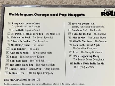 Time Life Music Classic Rock Bubble Gum Garage And Pop Nuggets Cd