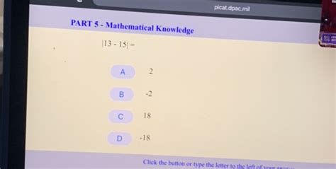 Picatdpacmil PART 5 Mathematical Knowledge 13 StudyX