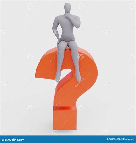 Illustration Of A Confused Person With A Big Question Mark 3d