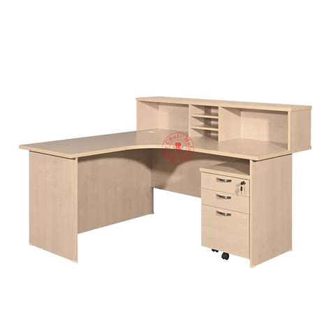 L Shape Reception Counter Table C W Mobile Pedestal 2d1f Receptionist