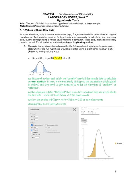 Lab Wk 07 2023 Final Sols STAT251 Fundamentals Of Biostatistics