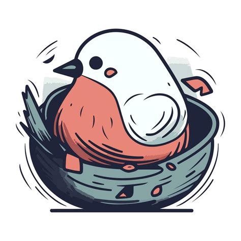 Illustration Of A Cute Little Bird In A Nest Vector Illustration