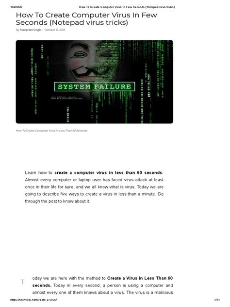 how to create computer virus in few seconds notepad virus tricks pdf
