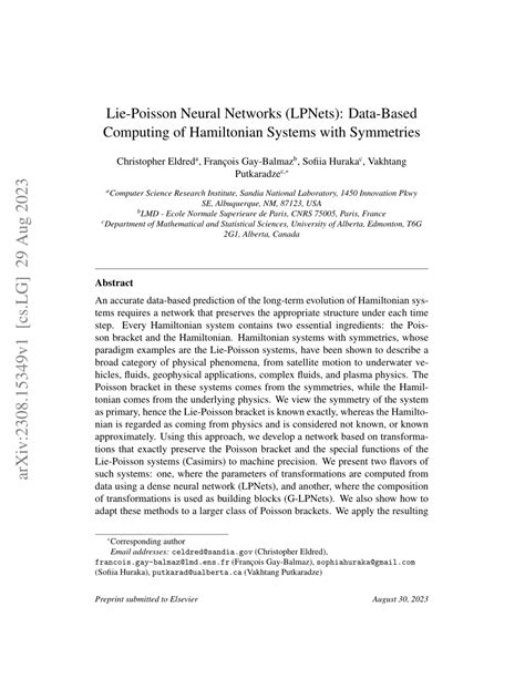 Pdf Lie Poisson Neural Networks Lpnets Data Based Computing Of