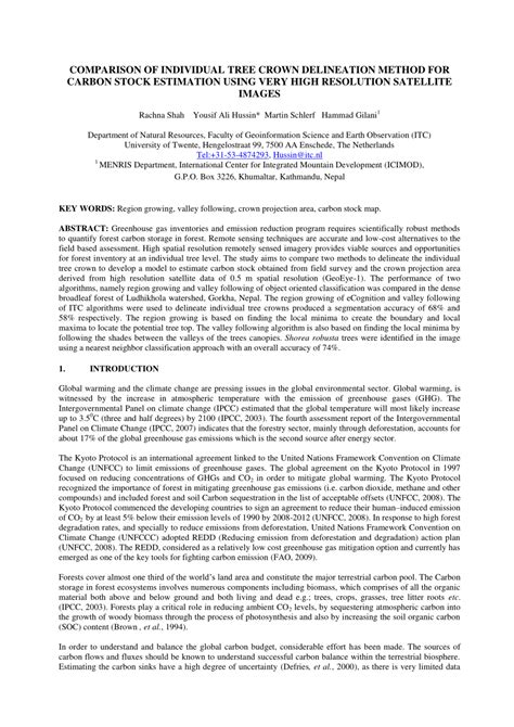 Pdf Comparison Of Individual Tree Crown Delineation Method For Carbon