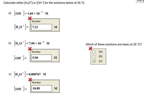 Solved Map Calculate Either H30 Or OH For The Solutions Chegg Com