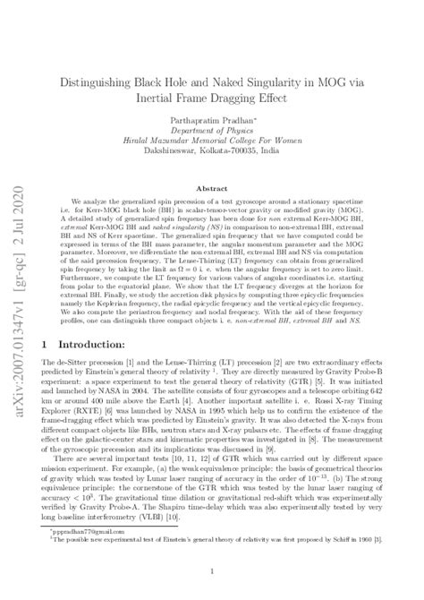 Pdf Distinguishing Black Hole And Naked Singularity In Mog Via