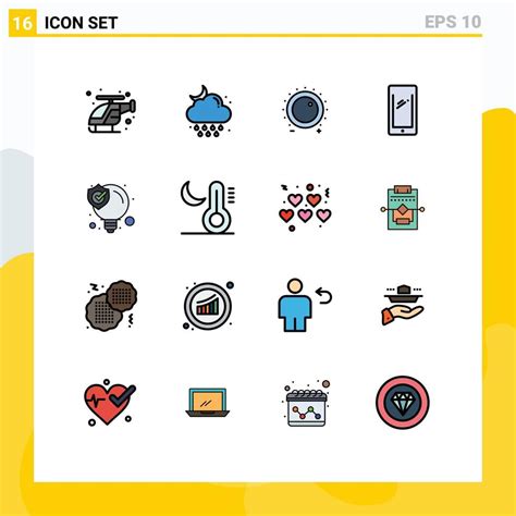 Set Of 16 Modern Ui Icons Symbols Signs For Android Smart Phone Moon