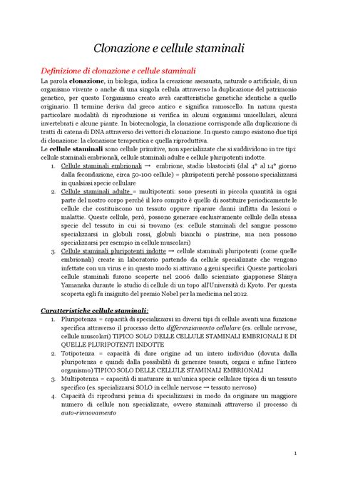 Clonazione E Cellule Staminali Docsity