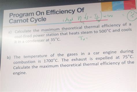 Solved A Calculate The Maximum Theoretical Thermal Chegg