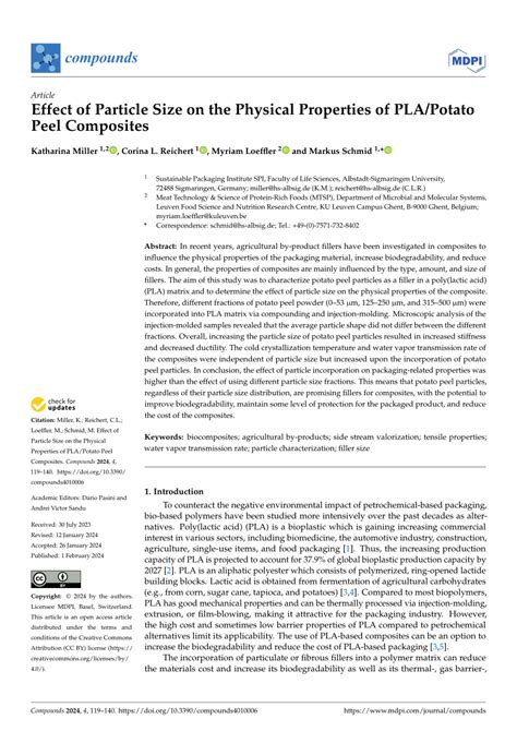 Pdf Effect Of Particle Size On The Physical Properties Of Plapotato