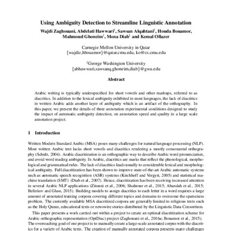 Using Ambiguity Detection To Streamline Linguistic Annotation Acl