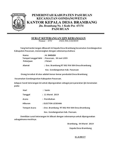 Detail Contoh Surat Perizinan Keramaian Koleksi Nomer 24