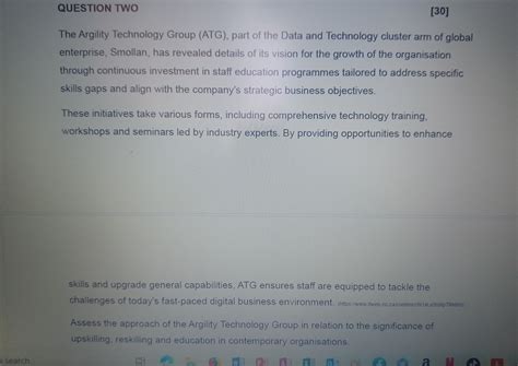 Solved Question Two[30]the Argility Technology Group Atg