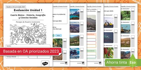 Evaluación Unidad 1 4º Básico Geografía Sociales