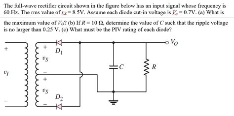 Solved The Full Wave Rectifier Circuit Shown In The Figure Chegg