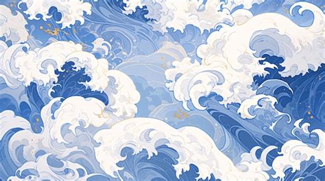 Premium Ai Image Chinese Classical Pattern Wave Pattern Classical