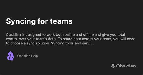 Syncing For Teams Obsidian Help