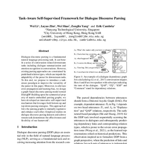 Task Aware Self Supervised Framework For Dialogue Discourse Parsing Acl Anthology