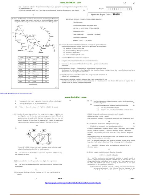 Artificial Intelligence Al3391 2021 Regulation Question Paper 2023 April May Pdf