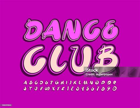 벡터 엔터테인먼트 사인 댄스 클럽 밝은 예술 알파벳 문자와 숫자 그래픽 프린트에 대한 스톡 벡터 아트 및 기타 이미지 그래픽