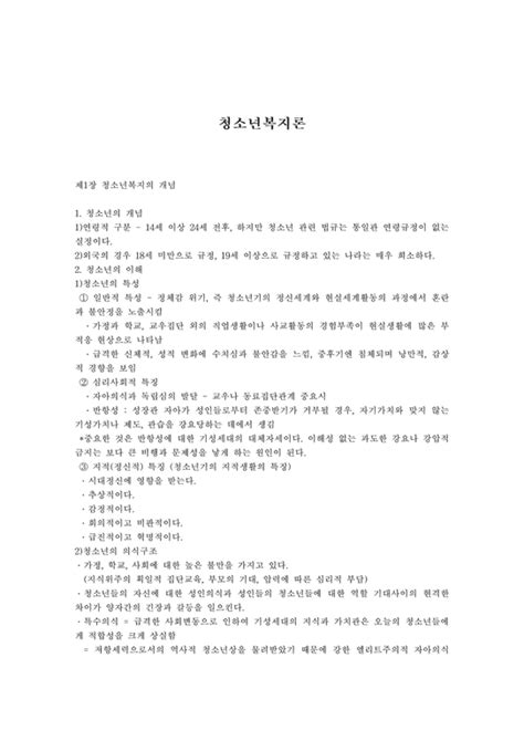 사회복지 청소년복지론 사회과학