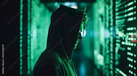 Hacker Green Light Cybersecurity Cybercrime Computer Hacker Digital Crime Hacking
