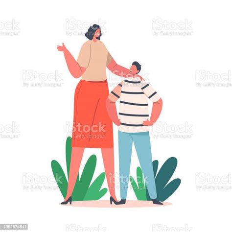 육아 어린 시절 주말 여가 레크리에이션 개념 행복한 가족 캐릭터 엄마 과 작은 아들 소요 시간 백인종에 대한 스톡 벡터 아트 및