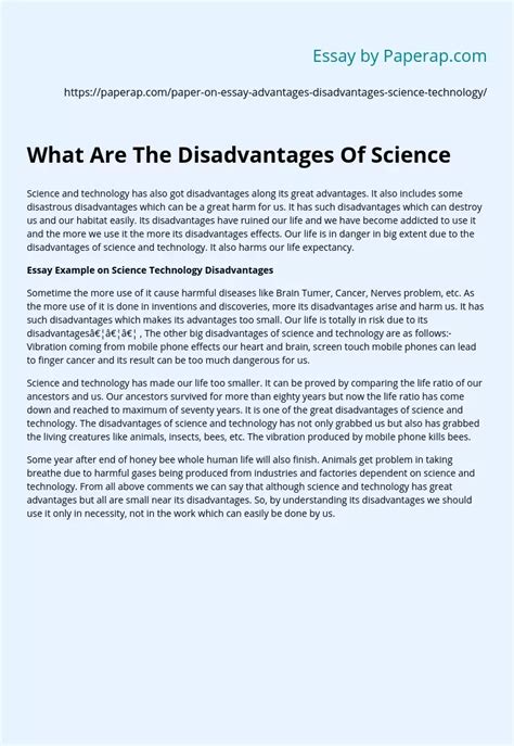 What Are The Disadvantages Of Science Free Essay Example