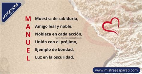 Acróstico para el Nombre Manuel Sabiduría y Nobleza