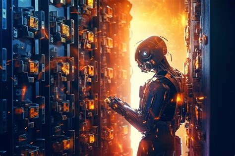 Premium Ai Image Robot Electronic Access Authentication System Tech