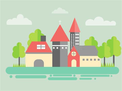Stedelijk Landschap Stadsarchitectuur In Een Minimalistische Vlakke